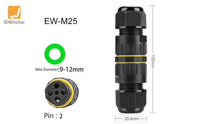 Circular Plug Connector Screw Locking Waterproof Connector M25 Through ...